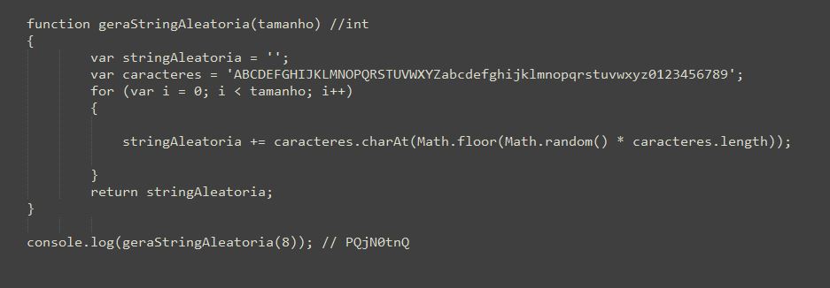 Gerar caracteres aleatórios JavaScript – WebmasterBr Desenvolvimento de ...